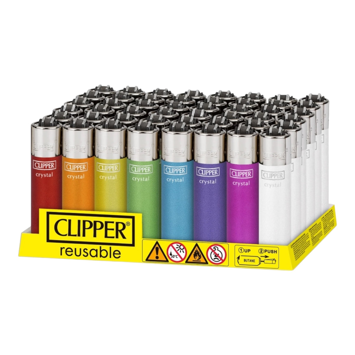 Clipper Crystal Rainbow Lighter 48ct | 10 Displays / Case – SmokeTokes