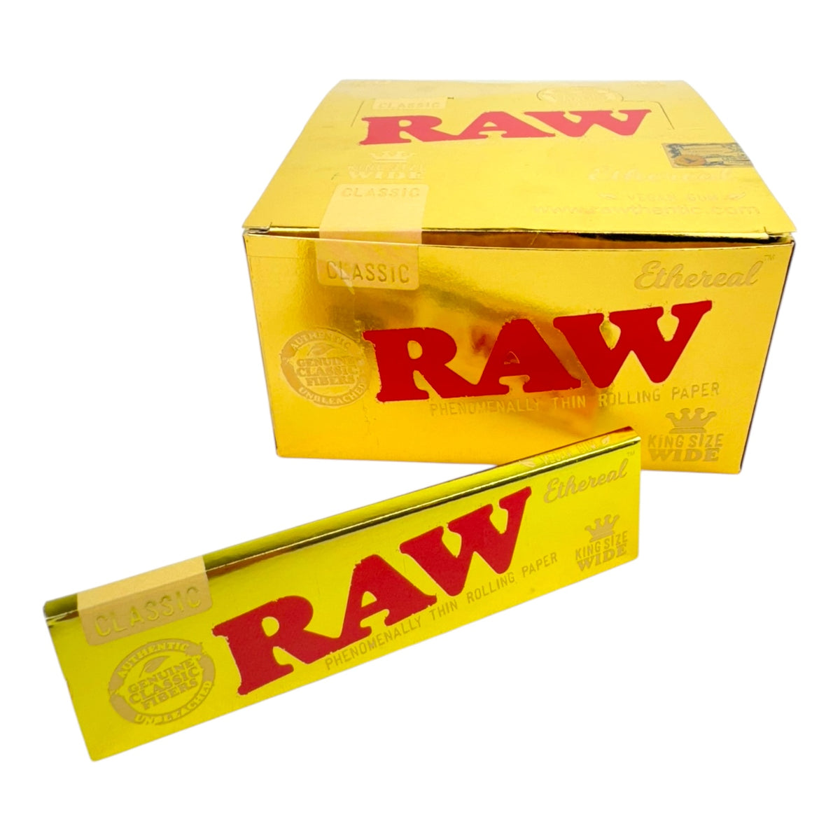Raw Ethereal King Size Wide Rolling Paper | 33 Leaves/Pack | 50 Pack/B ...