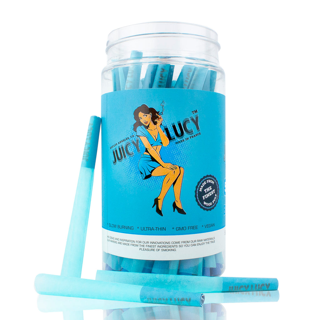 Juicy Lucy Pink Cones Size | Juicy Lucy Blue Rolling Papers Cones