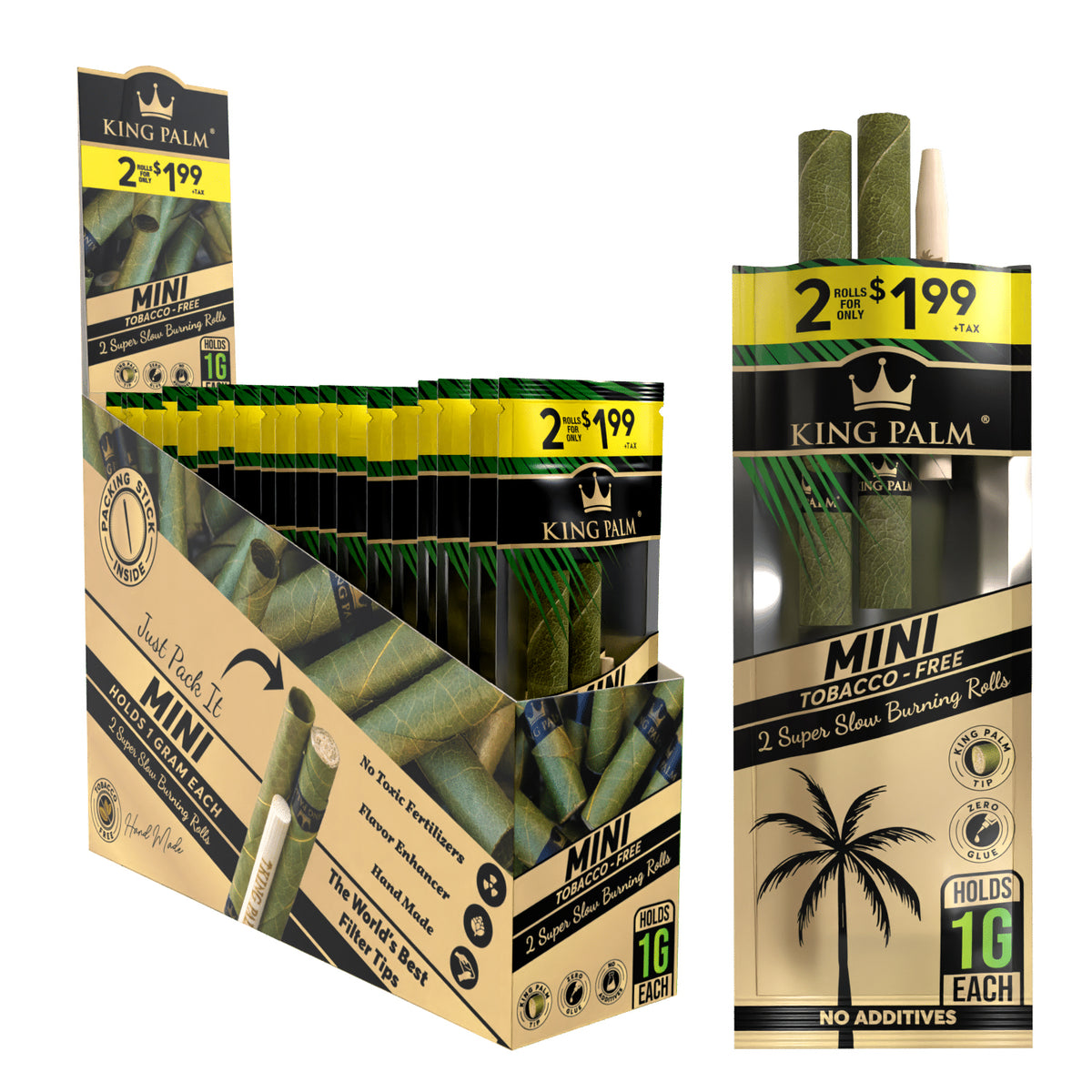 Bulk King Palm 2 Mini Rolls – Natural, Smooth, and Ready to Use