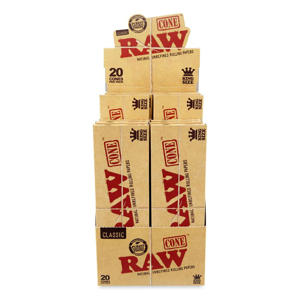 Raw King Size Classic Cones (20 cones per pack / 12 Packs Per Display ...