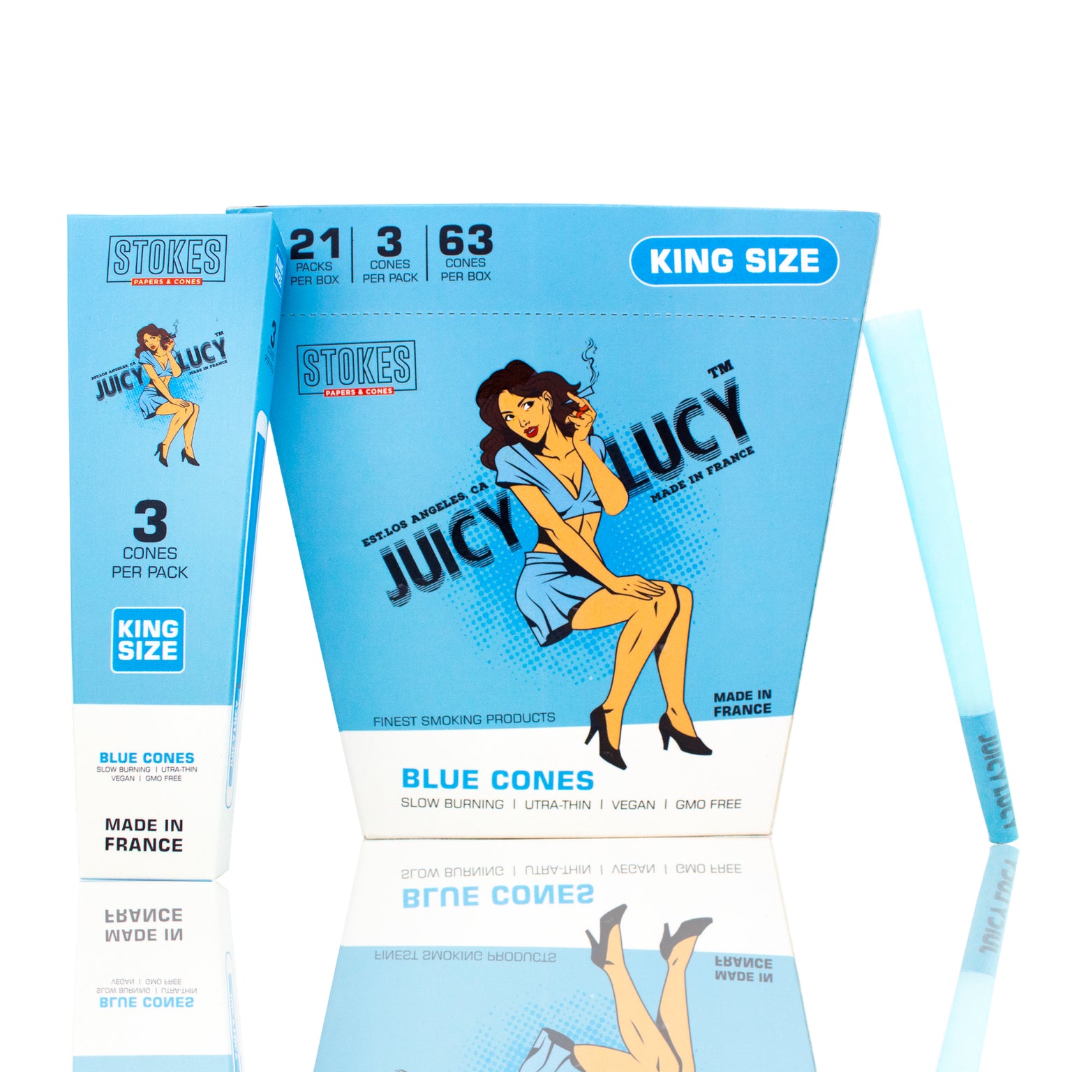 Juicy Lucy Pink Cones Size | Juicy Lucy Blue Rolling Papers Cones