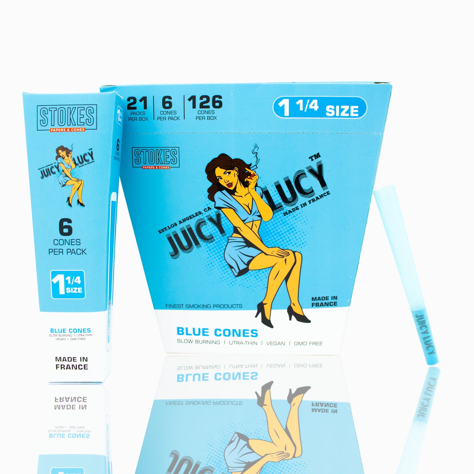 Juicy Lucy Pink Cones Size | Juicy Lucy Blue Rolling Papers Cones